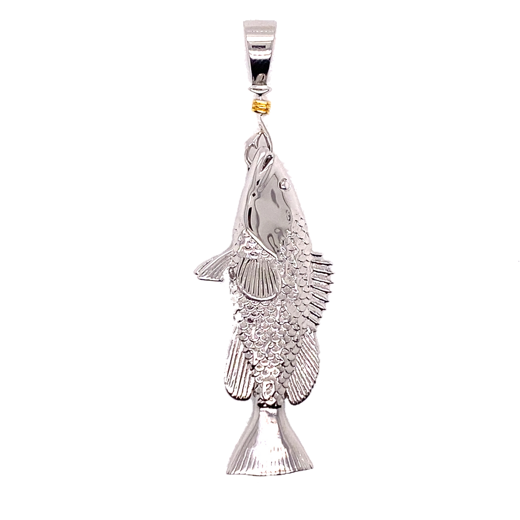 Grouper Fish Mens Pendant (Pendant Only) from Nau-T-Girl in Silver wit