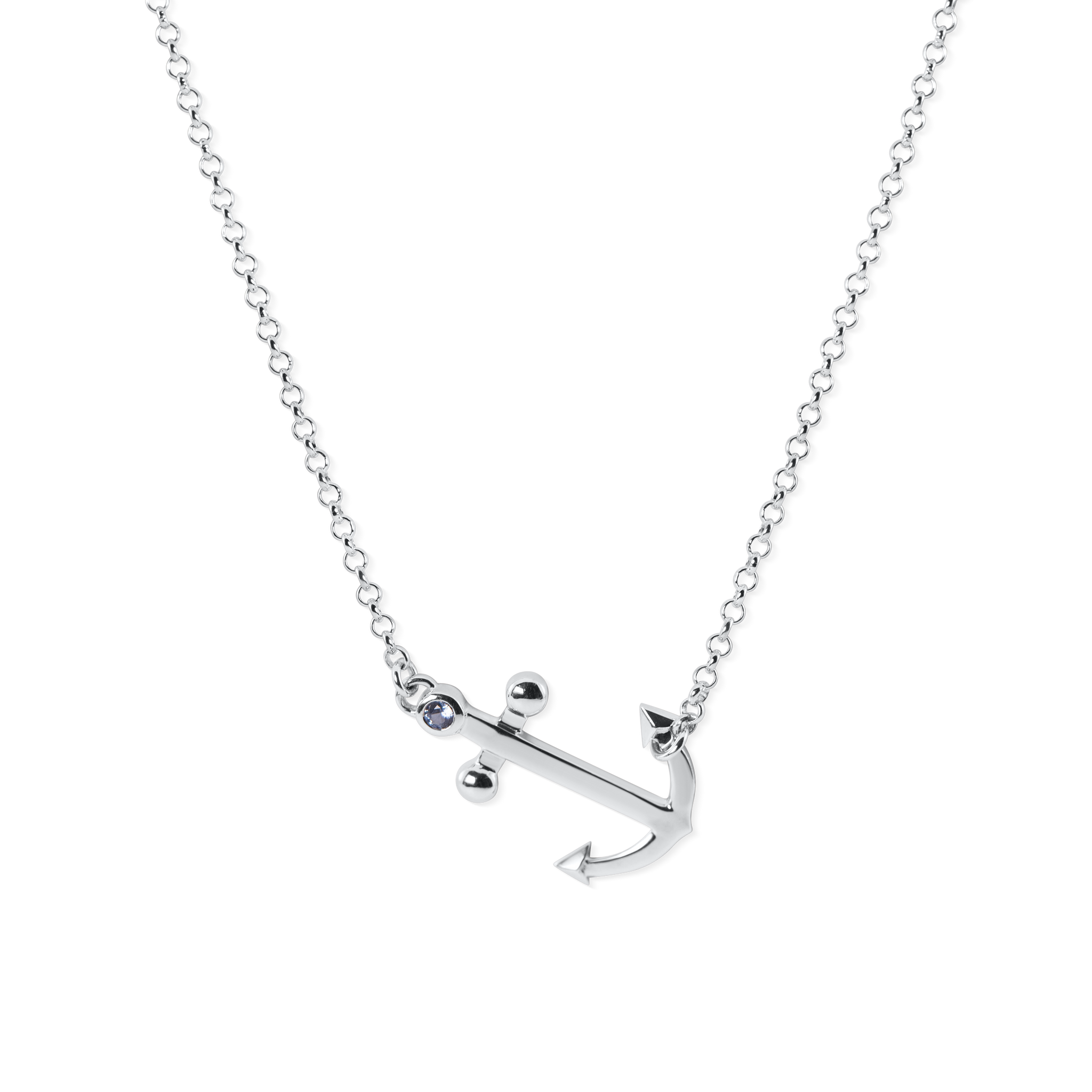 Anchor Ladies Necklace from Nau-T-Girl in Silver with Imitation Blue S